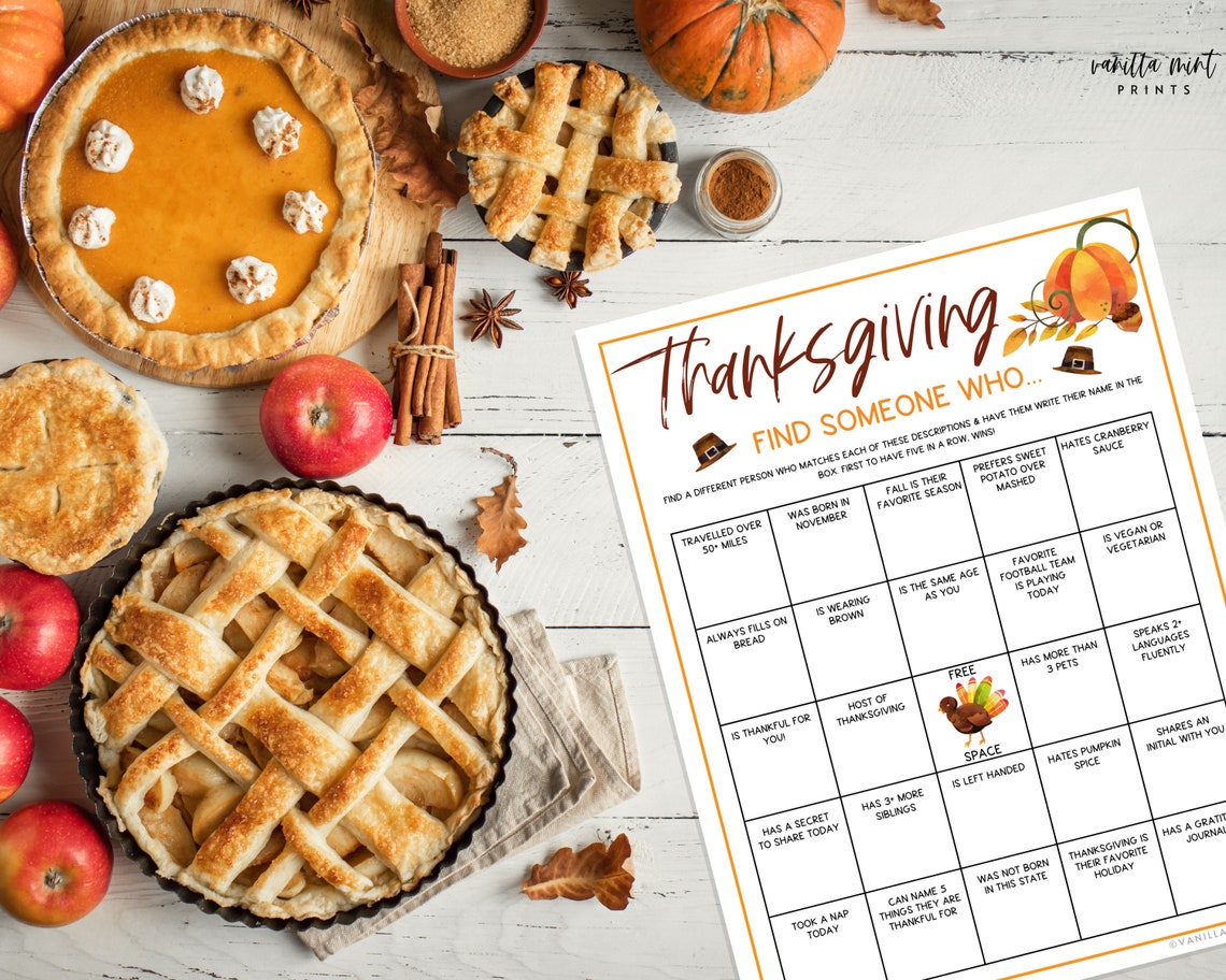 Thanksgiving Find Someone Who Game Thanksgiving Party Games - Etsy