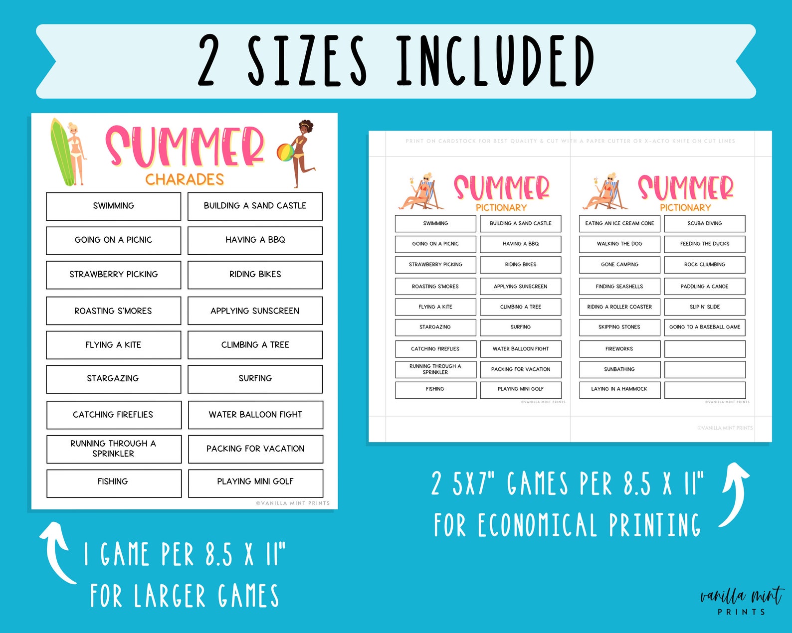 Summer Charades Game Printable Summertime Games Fun Summer - Etsy