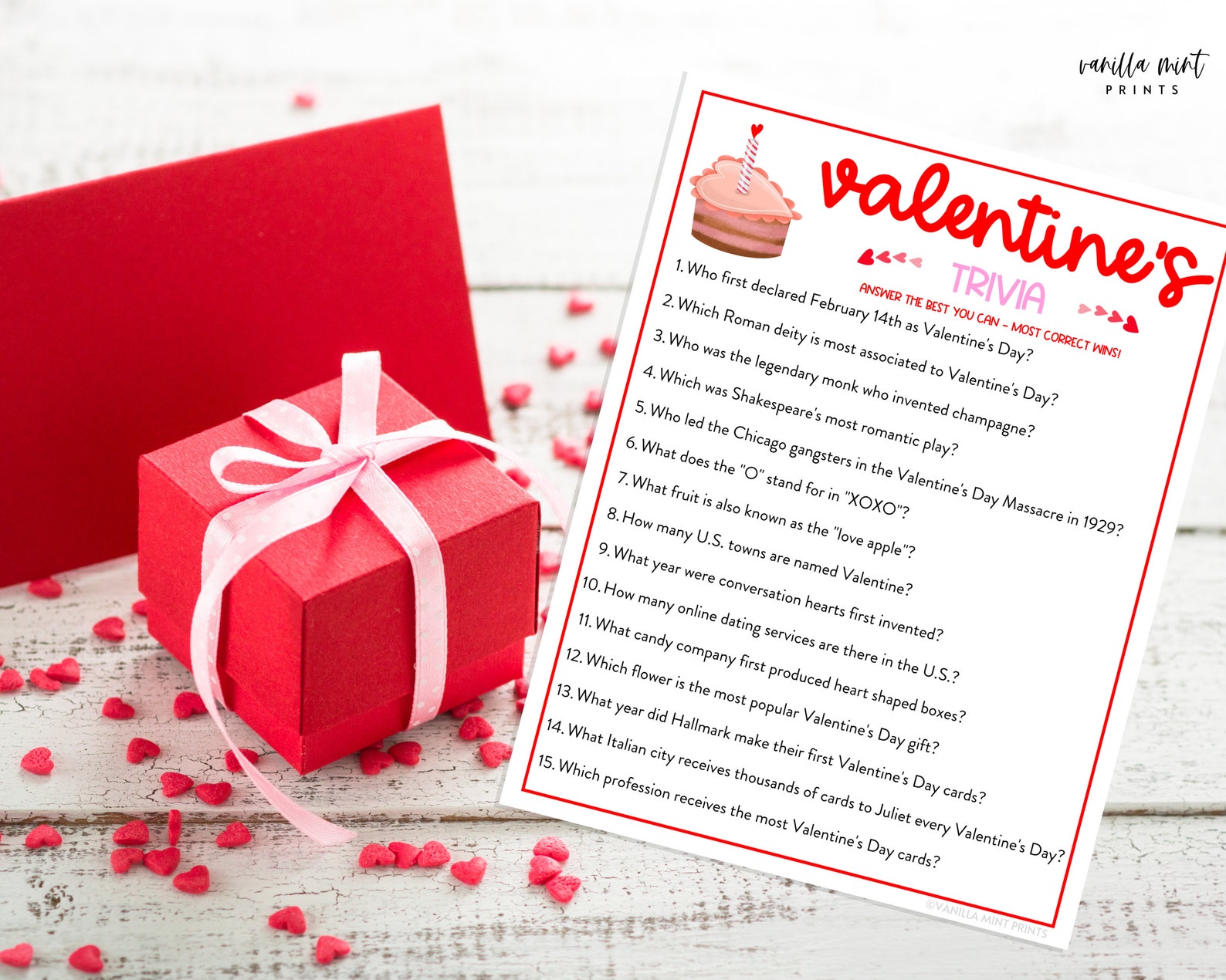 Valentines Day Trivia Game Valentine Printable Games Etsy