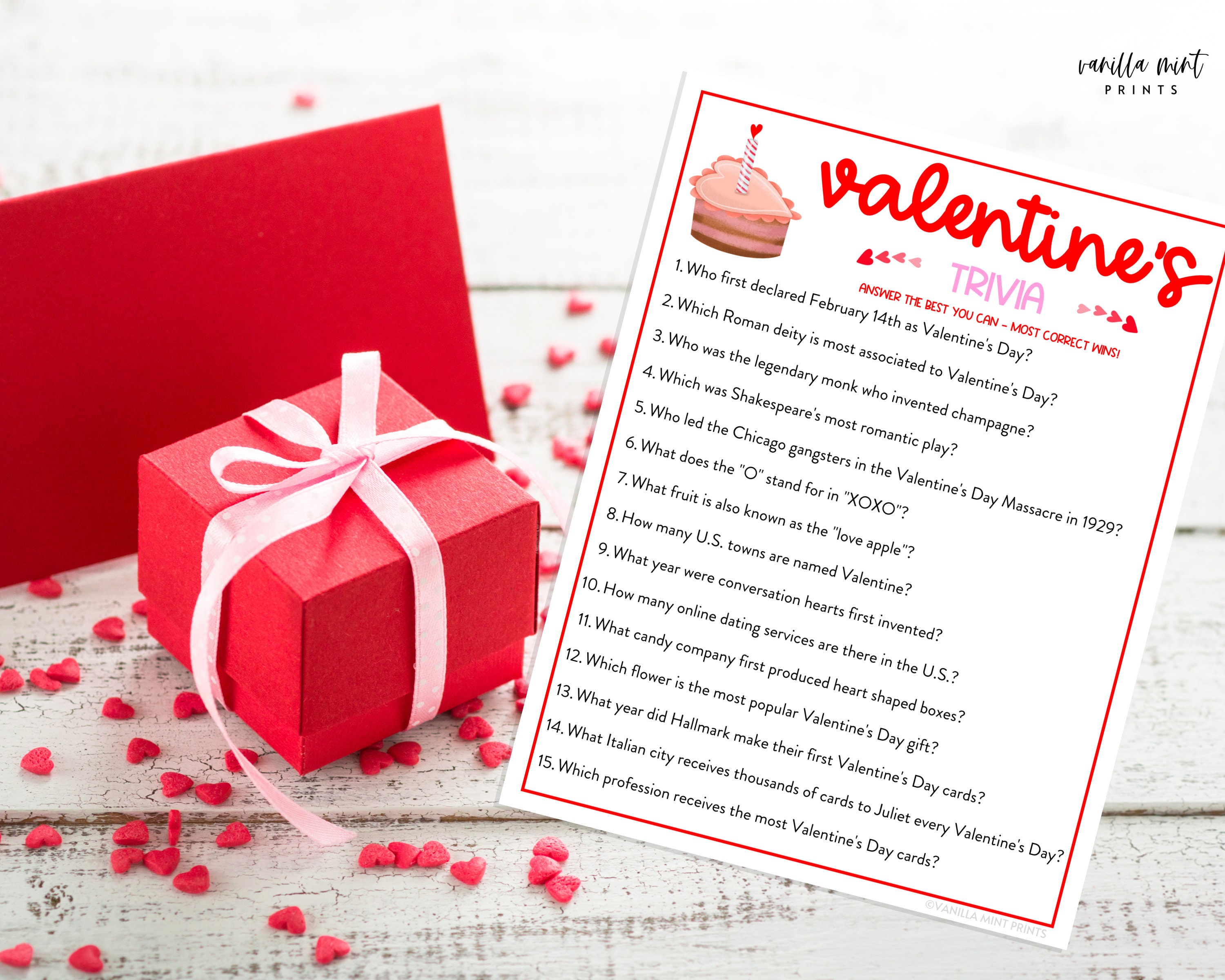 Valentine's Day Trivia Game Valentine Printable Games - Etsy