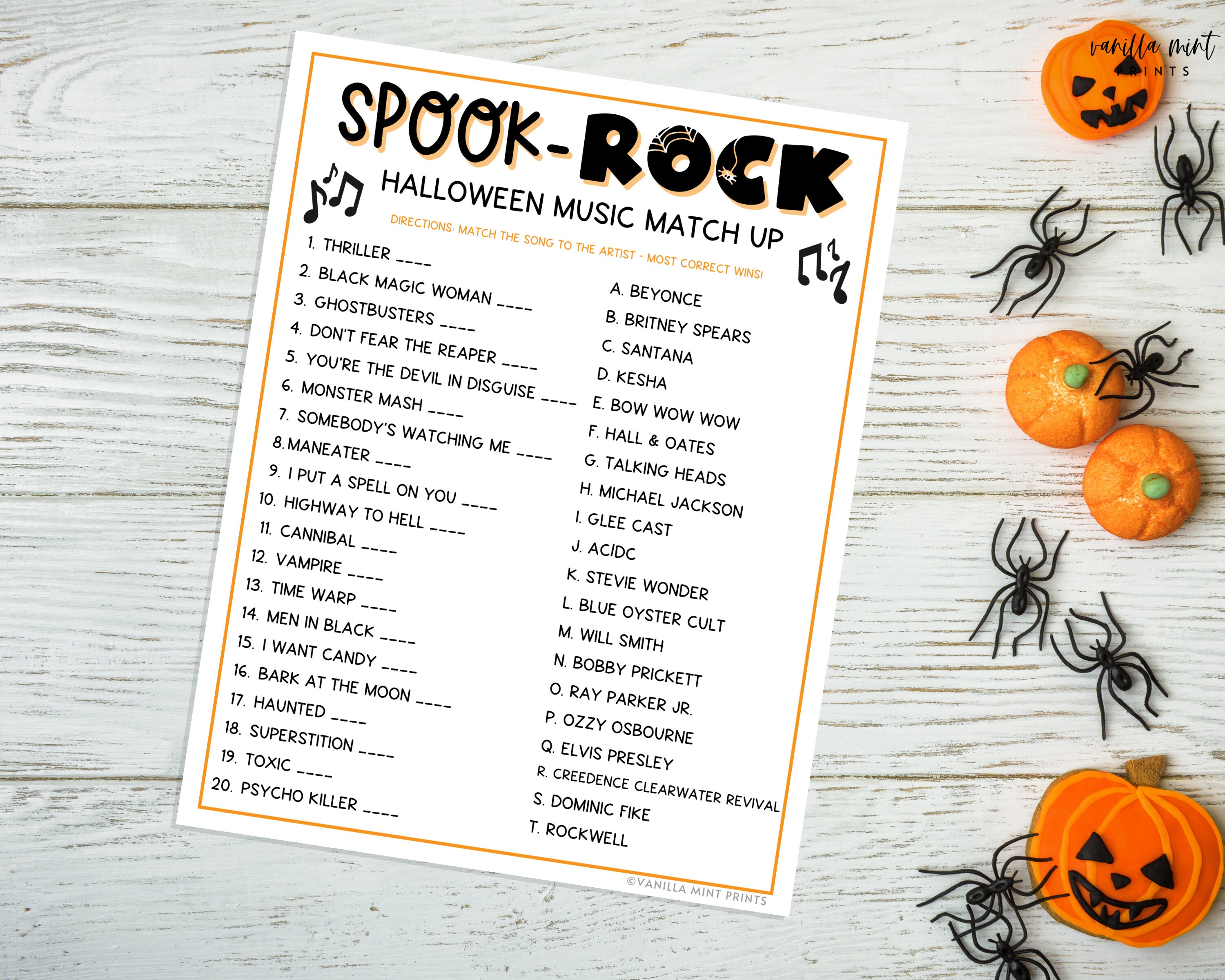 Halloween Spook Rock Music Trivia Party Game Halloween Music - Etsy