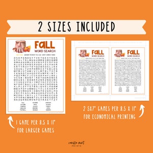 Fall Word Search | Printable Autumn Party Games | Fall Time Activities ...