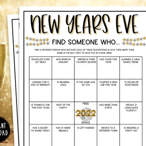 New Years Eve Find Someone Who Bingo Game New Years Games - Etsy