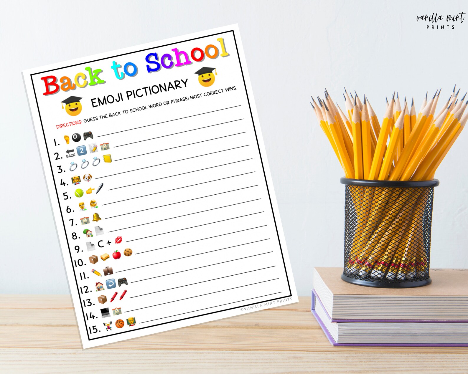 Back to School Game Emoji Pictionary First Day of School | Etsy