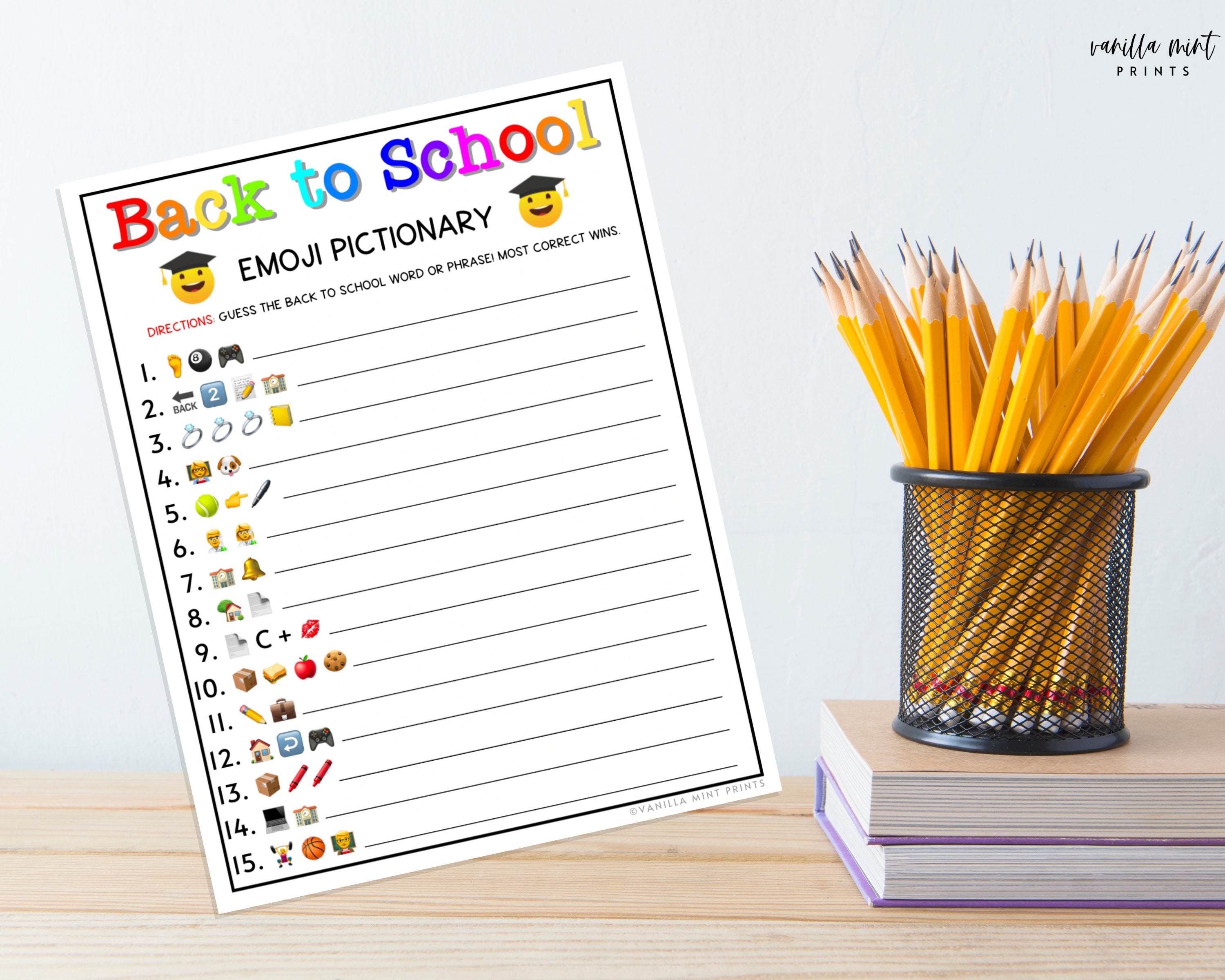 Back to School Game Emoji Pictionary First Day of School | Etsy