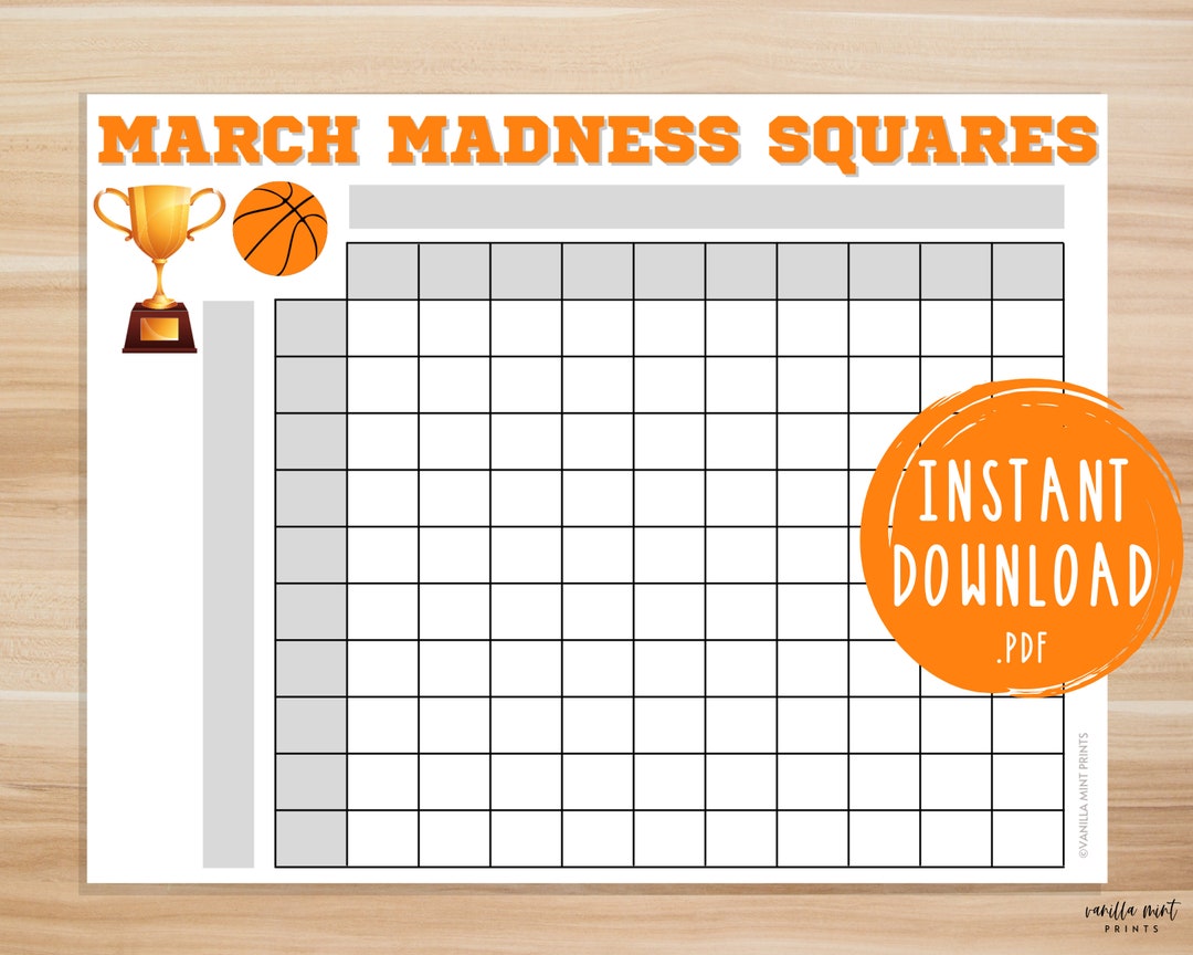 March Madness Game Squares | Printable March Madness Party Games | NCAA ...