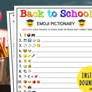 Back to School Game Emoji Pictionary First Day of School | Etsy