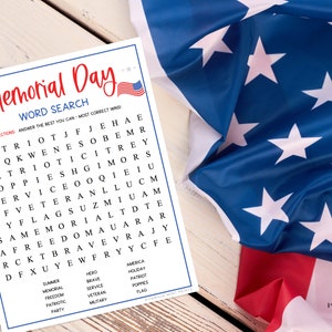 Memorial Day Word Search Game | Printable Memorial Day Party Games ...