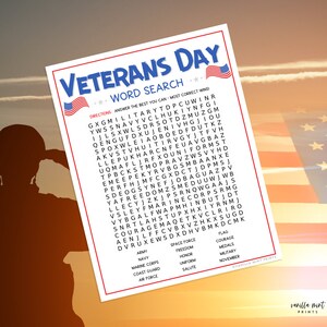 Veterans Day Word Search Game | Printable Veterans Day Party Games ...