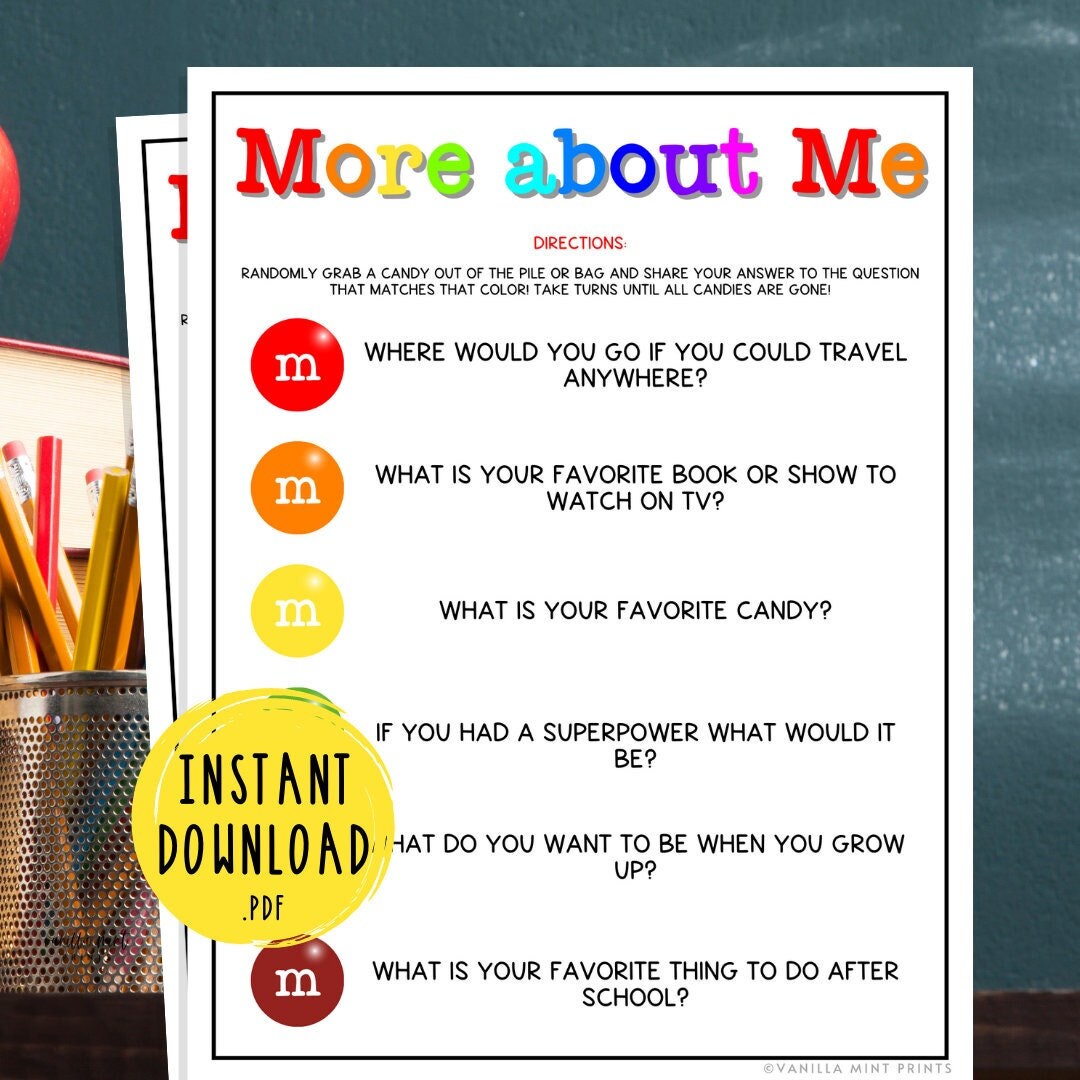 More About Me Icebreaker Game | Back to School | First Day of School ...