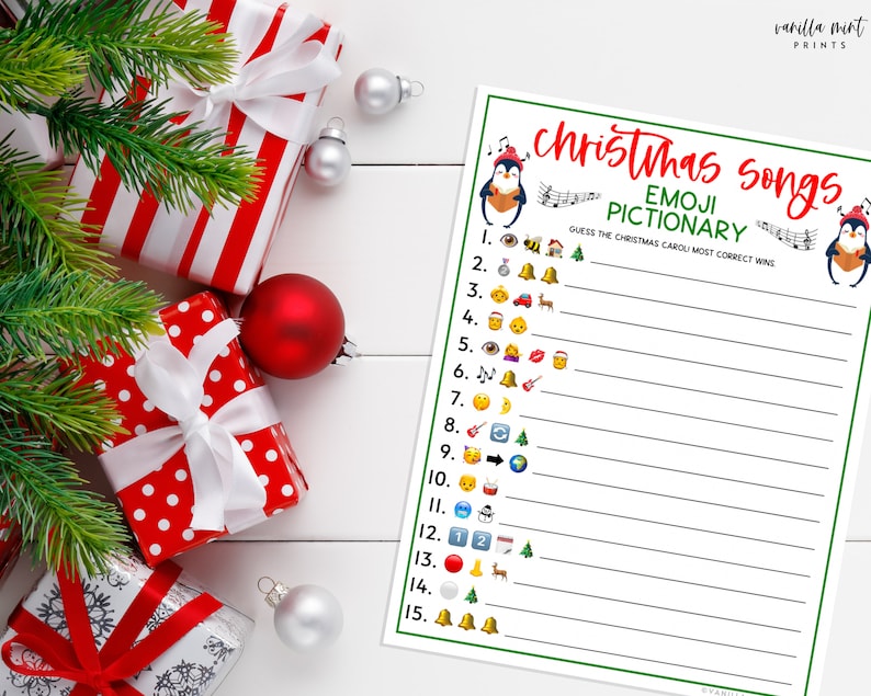 Christmas Songs Emoji Pictionary Game Xmas Music Emoji Games - Etsy