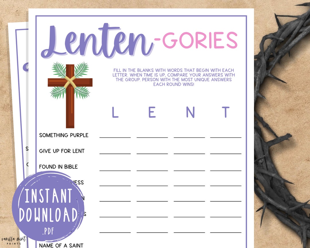 Lent Lentengories Scattergories Game | Printable Party Games | Easter ...