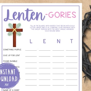 Lent Lentengories Scattergories Game | Printable Party Games | Easter ...