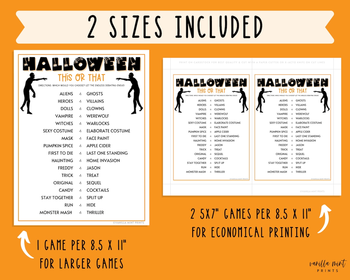 Halloween This or That Game Halloween Printable Games - Etsy