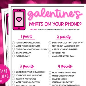 Galentine's Day Whats on Your Phone Game Party Games Girls Night Out ...