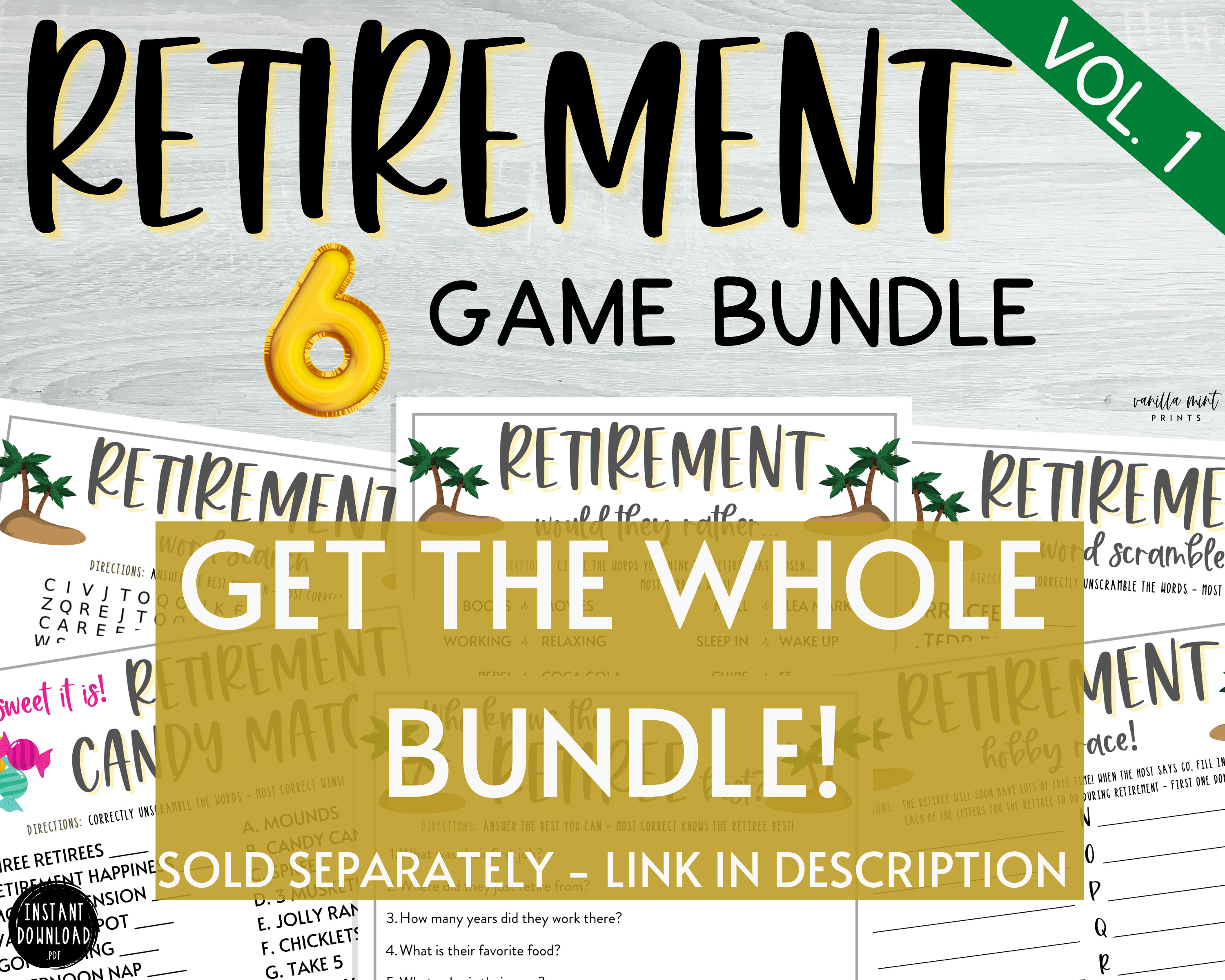 Retirement Party Games Retirement 2 Game Bundle Fun - Etsy