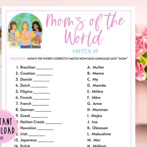 Moms of the World Match up Trivia Game | Mother's Day Games | Language ...