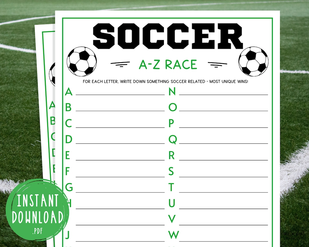 Soccer A-Z Race Game | Printable Soccer Team Party Games | Futbol Games ...