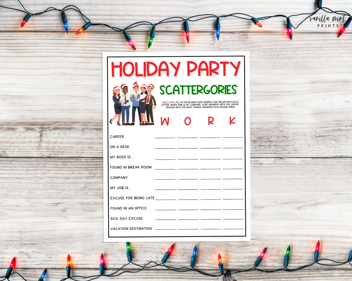 Holiday Office Party Scattergories Game Fun Xmas Games | Etsy