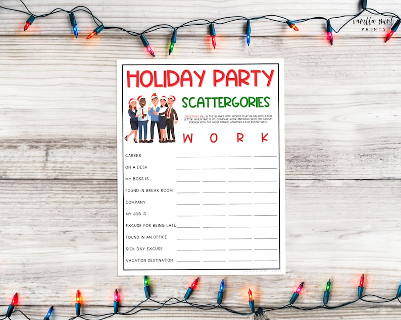 Holiday Office Party Scattergories Game Fun Xmas Games - Etsy