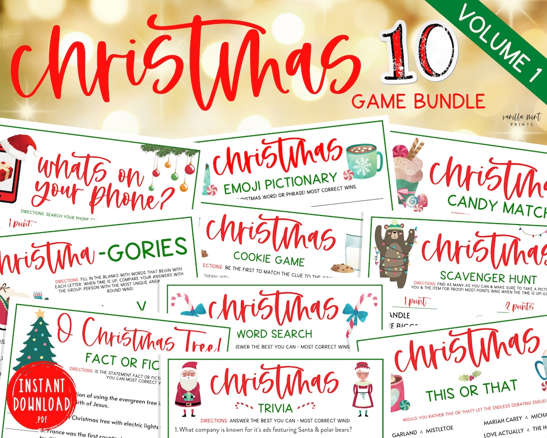 Juego de Navidad BUNDLE Volumen 1 / 10 Juegos imprimibles de Navidad ...