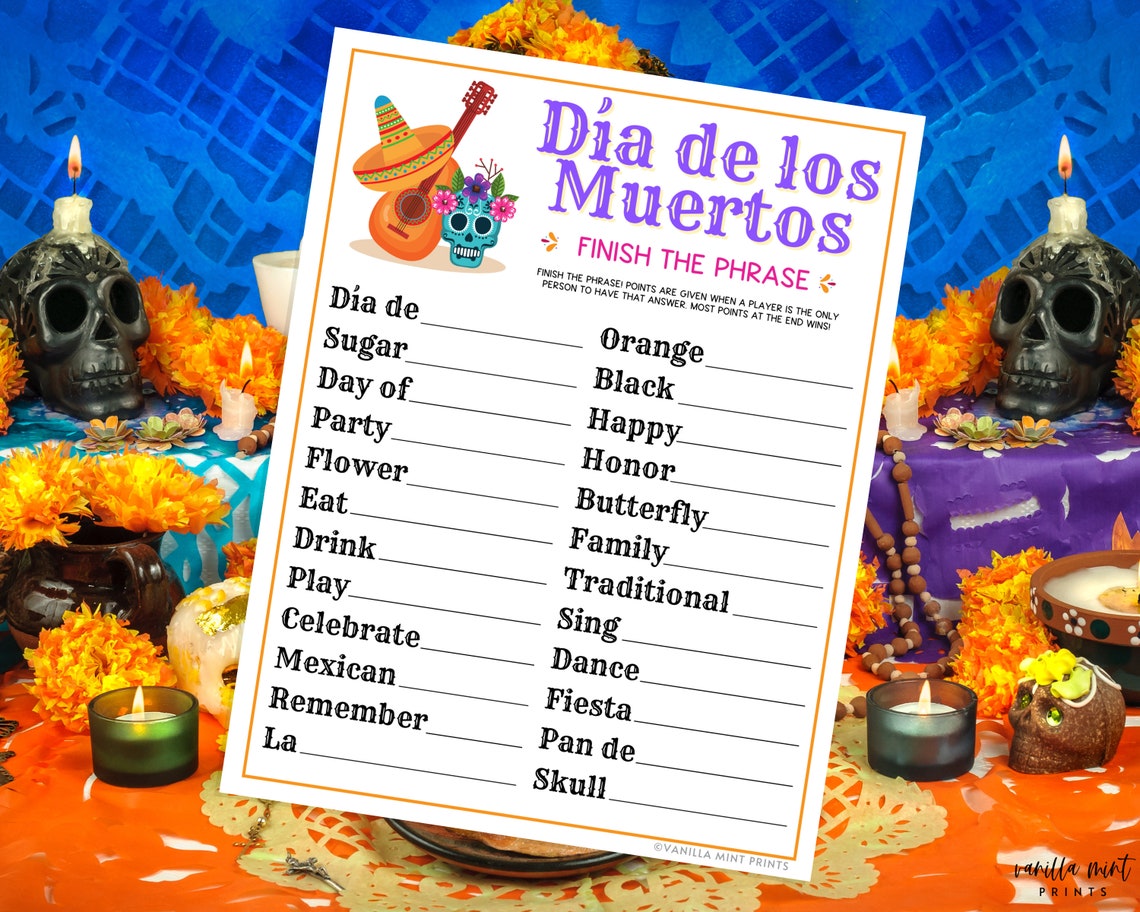 Día De Los Muertos Finish the Phrase Printable Day of the - Etsy
