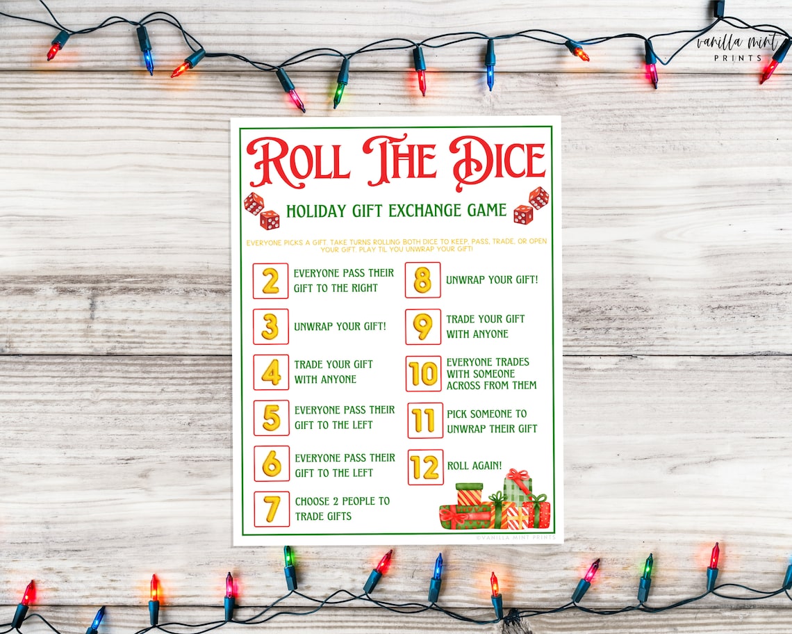 Roll the Dice Holiday Gift Exchange Game Christmas Printable - Etsy