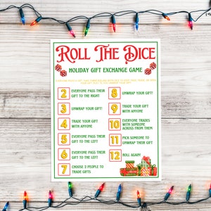Roll the Dice Holiday Gift Exchange Game | Christmas Printable Games ...