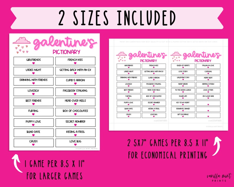 Galentine's Day Pictionary Game Fun Party Games Girls - Etsy