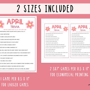 April Trivia Game | Printable Month Party Games | Springtime Activities ...