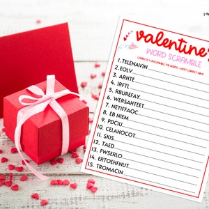 Valentine's Day Word Scramble Game | Valentine Printable Games | Fun ...