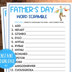 Father's Day Word Scramble Game | Father's Day Games | Word Games With ...