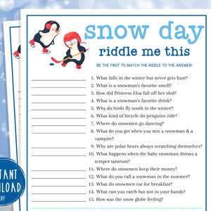 Snow Day Riddle Me This Game | Fun Printable Winter Game | Wintertime ...