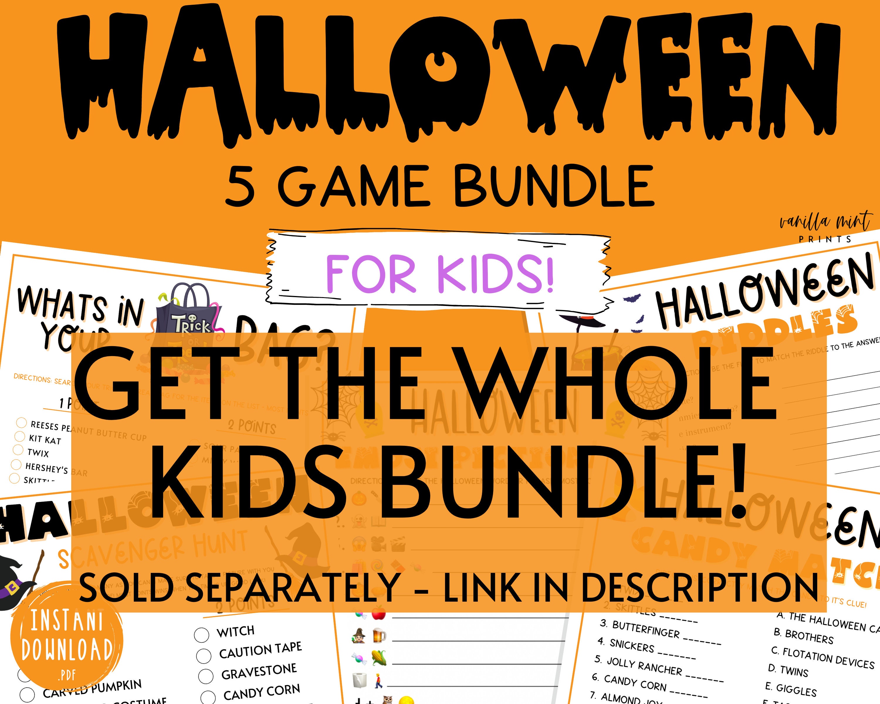 Halloween Party Games BUNDLE 10 Halloween Printable Games | Etsy