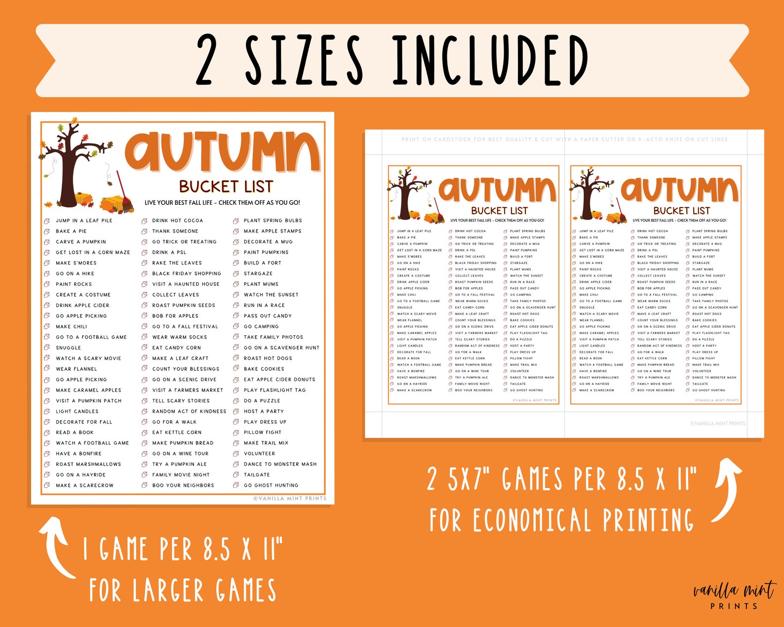 Fall Bucket List Game Printable Autumn Party Game Fall - Etsy