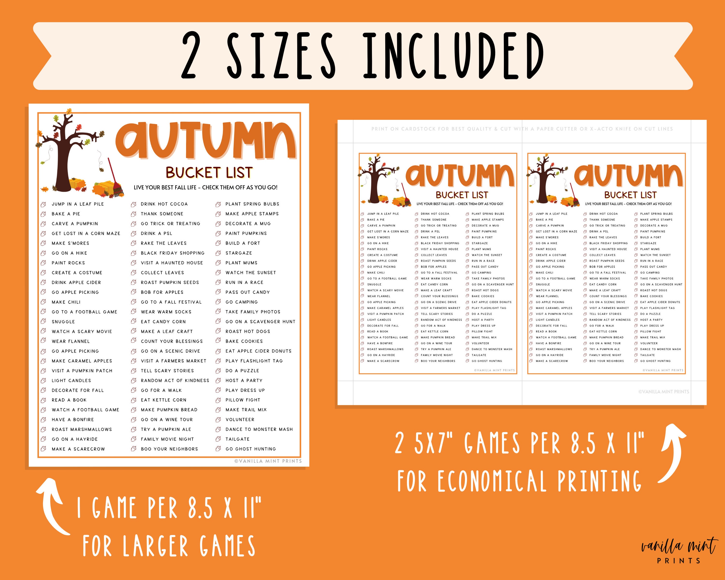 Fall Bucket List Game Printable Autumn Party Game Fall - Etsy Canada