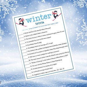 Winter Trivia Game | Printable Winter Games | Wintertime Activities for ...