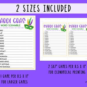 Mardi Gras Word Scramble Game | Fat Tuesday Party Games | Carnival ...