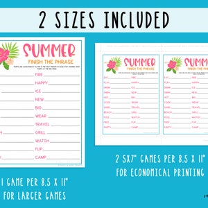 Summer Finish the Phrase Race | Printable Summertime Games | Fun Summer ...