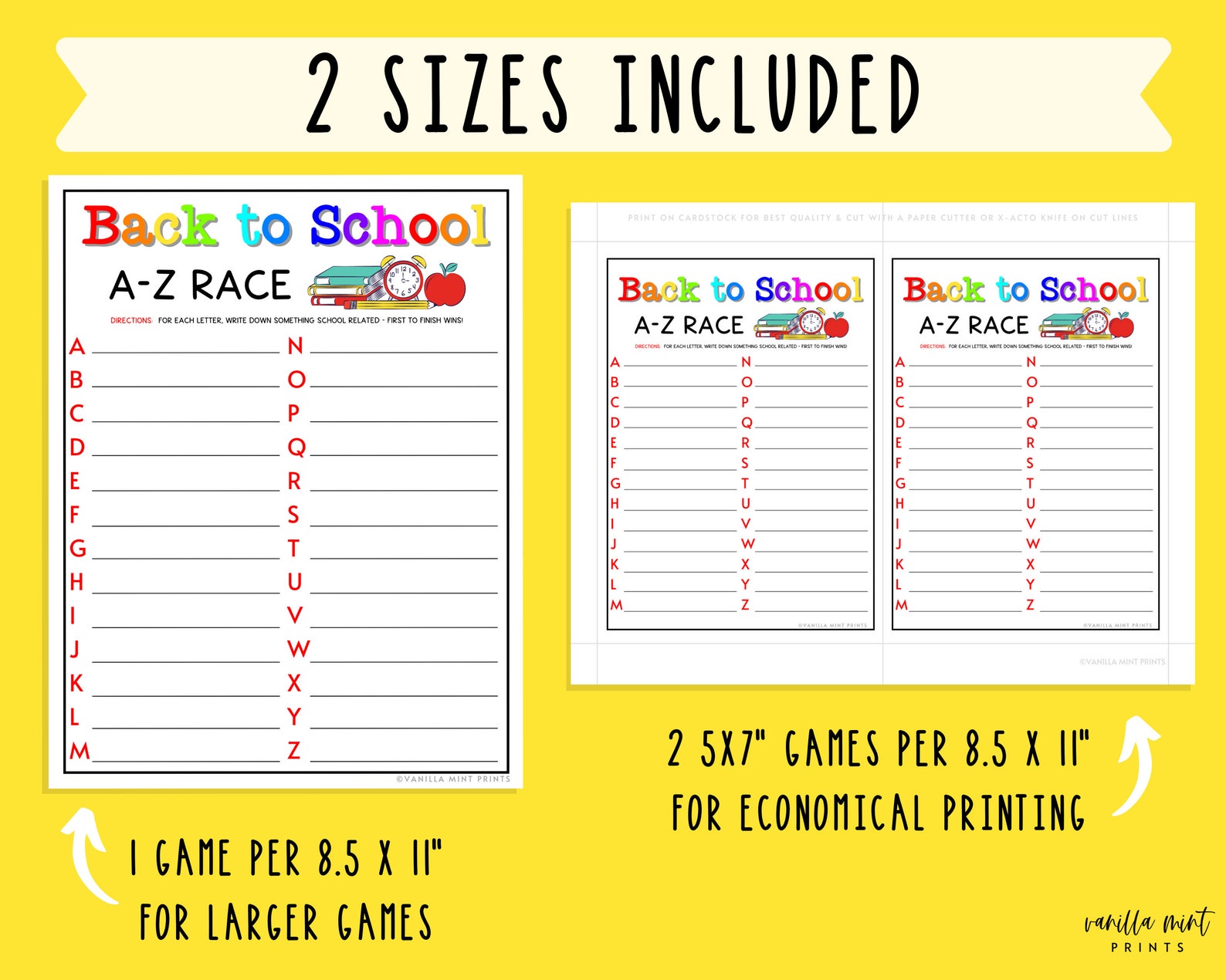 Back to School Game A Z Race First Day of School - Etsy
