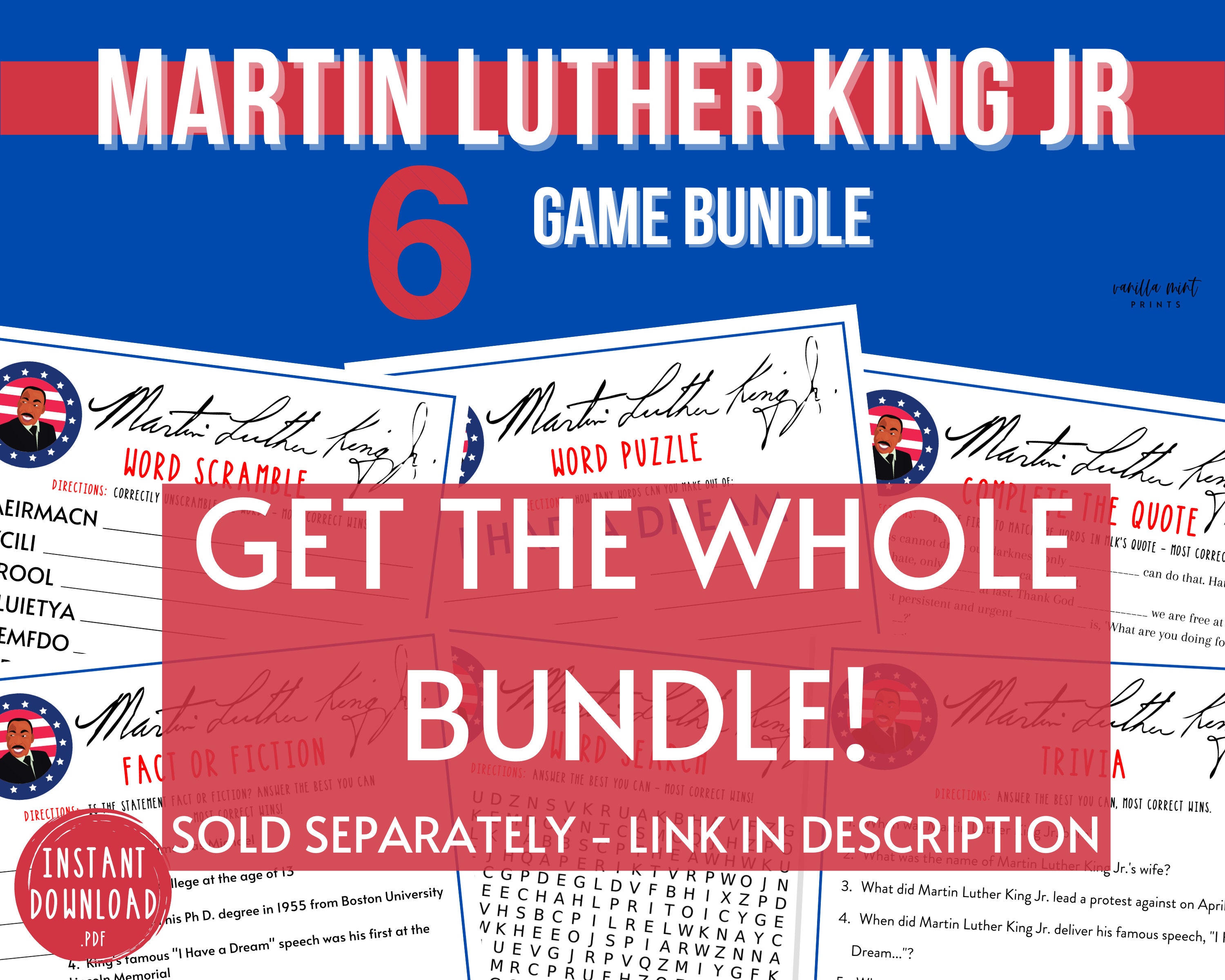 Martin Luther King Jr Word Scramble Game MLK Jr Day - Etsy