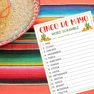 Cinco De Mayo Word Scramble Game | Word Game | Mexican Party Games ...