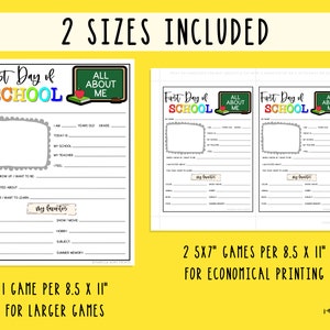 Back to School Questionnaire First Day of School All About - Etsy