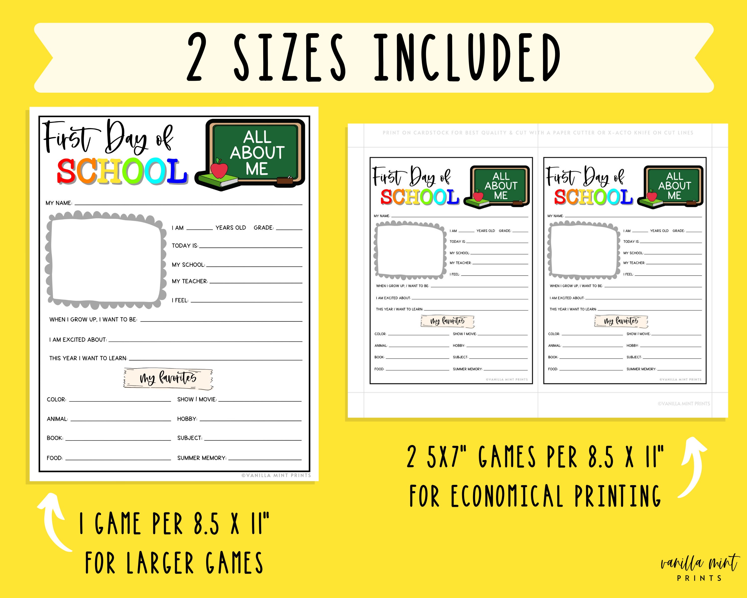 Back to School Questionnaire First Day of School All About - Etsy