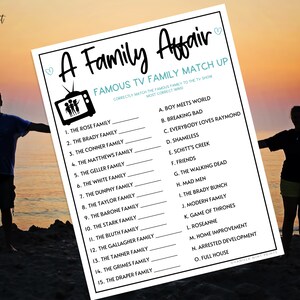 Family Reunion A Family Affair Famous TV Family Match up Party Game ...
