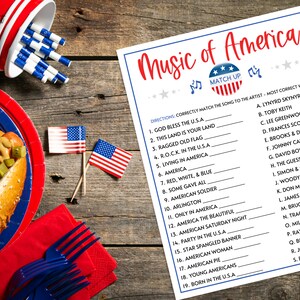 Patriotic Music of America Trivia Match up Game | Printable Memorial ...