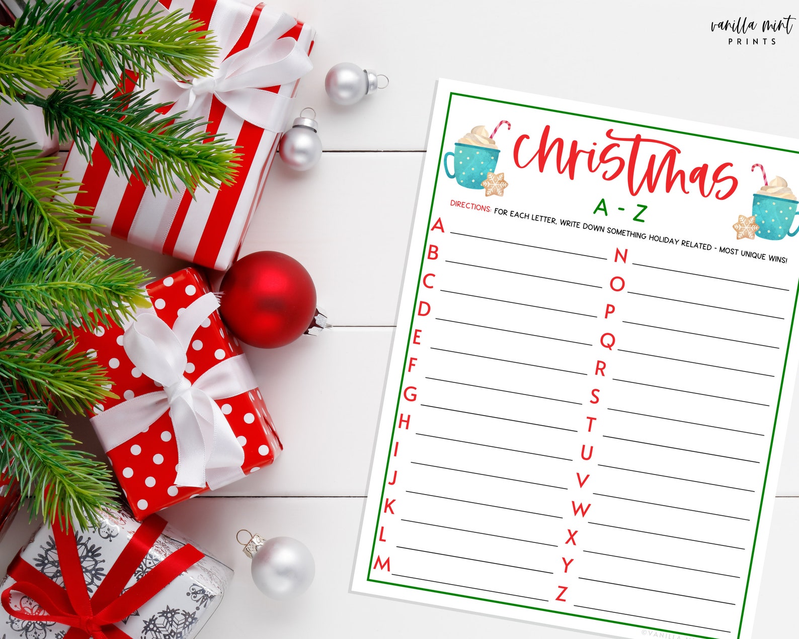 Christmas A-Z Game Christmas Printable Games Fun Christmas | Etsy