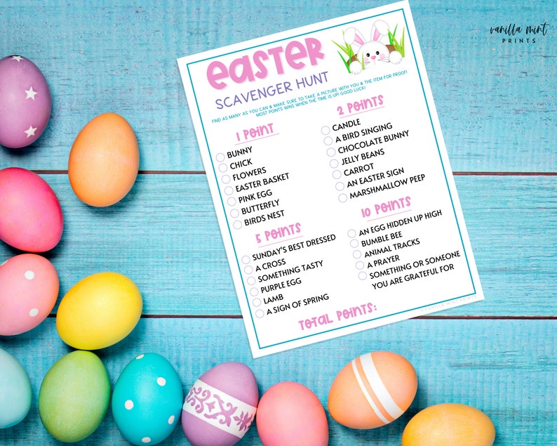 Easter Scavenger Hunt Game Printable Easter Games Party | Etsy