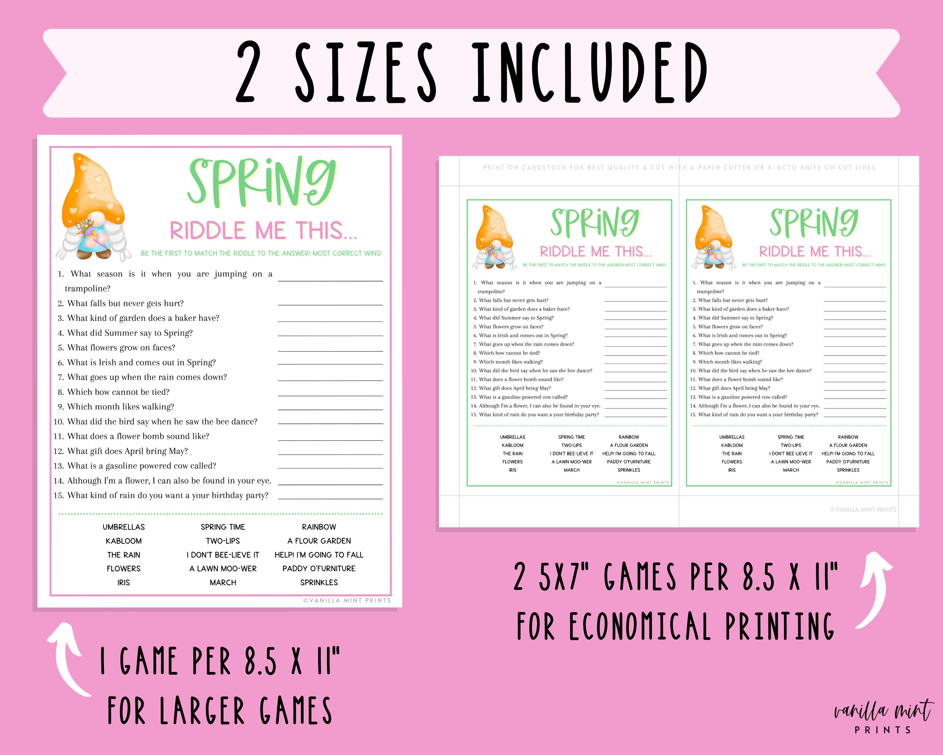 Spring Riddle Me This Game Printable Springtime Games - Etsy UK