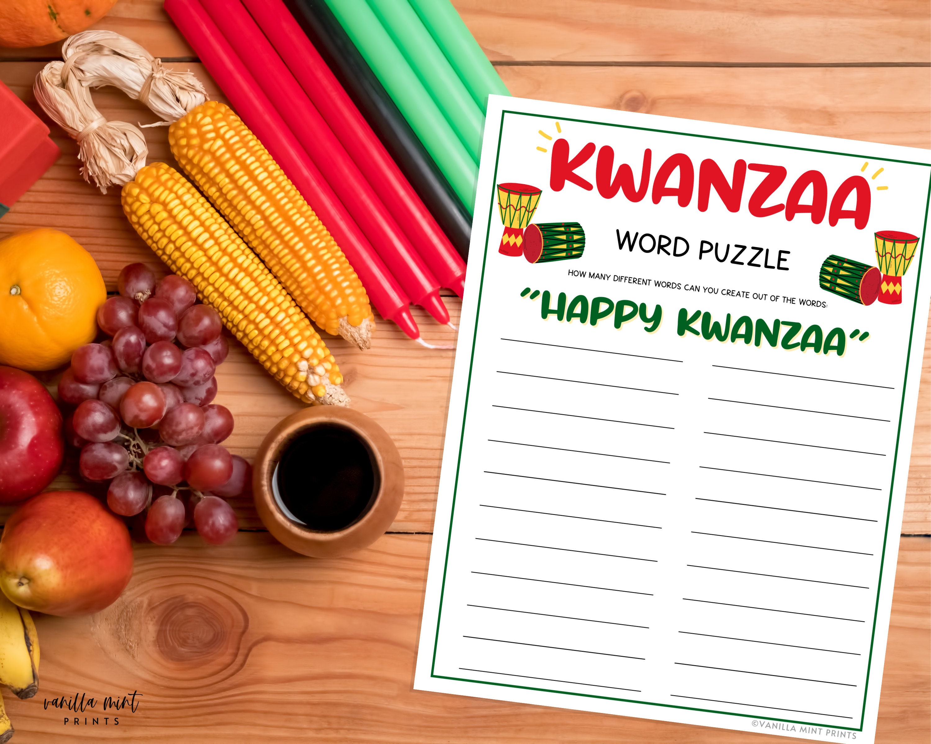 Kwanzaa Word Puzzle Printable Kwanzaa Party Games Fun - Etsy